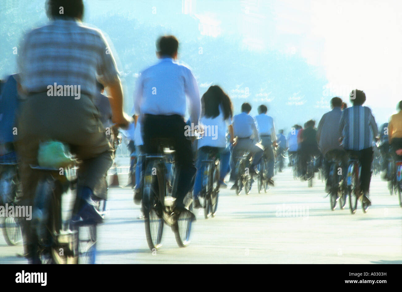 Early morning rush hour at Tiananmen Square cycling to work Beijing ...