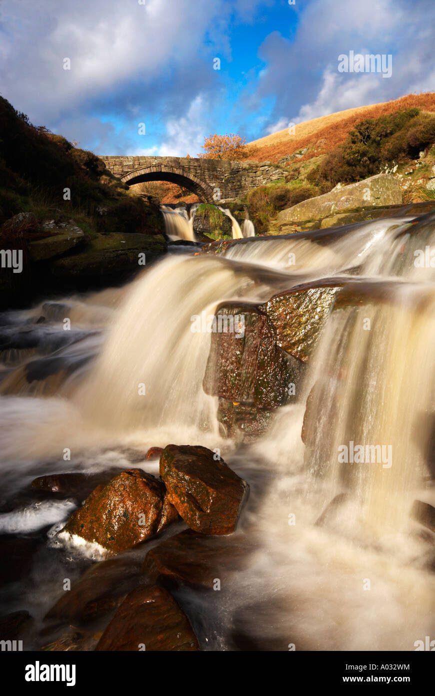 The Packhorse Bridge and River Dane At Three Shires Head Peak District ...