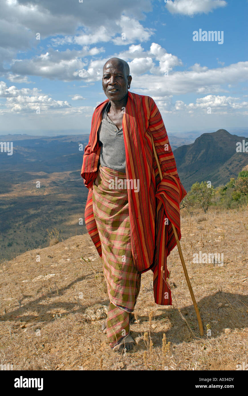 Portrait of Samburu warrior wearing red blanket the Great Africa Rift ...