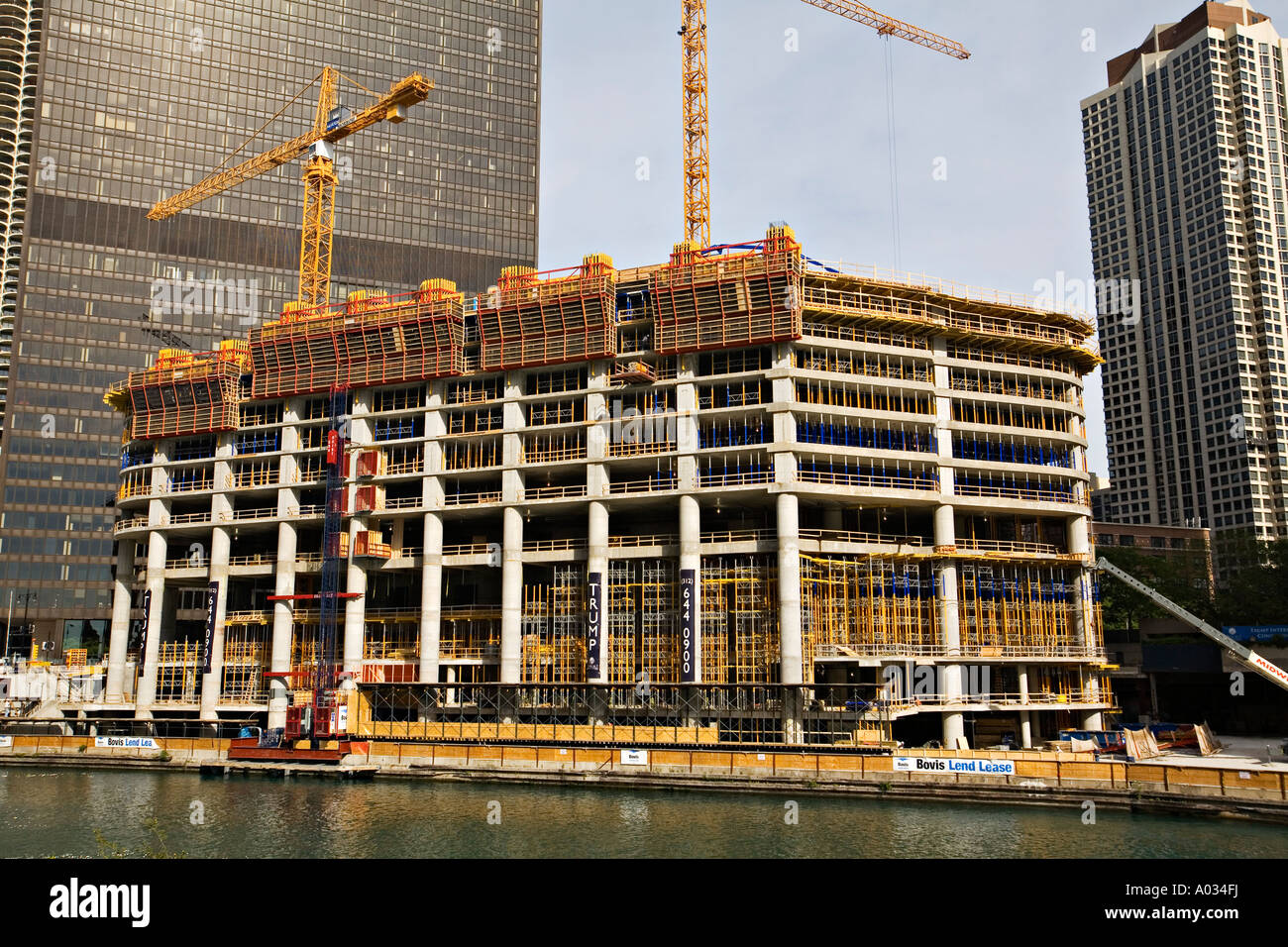 ILLINOIS Chicago Cranes and equipment at construction site of Trump ...