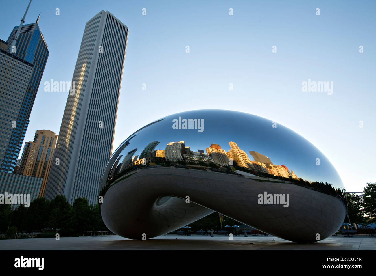 ILLINOIS Chicago Cloud Gate sculpture in Millennium Park in early ...