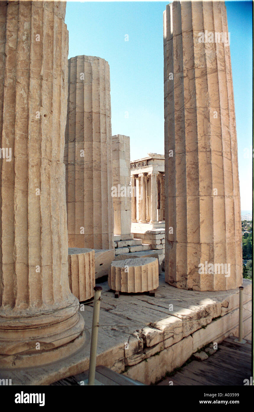 Marble columns of the parthenon at the acropolis of Athens Greece Stock ...