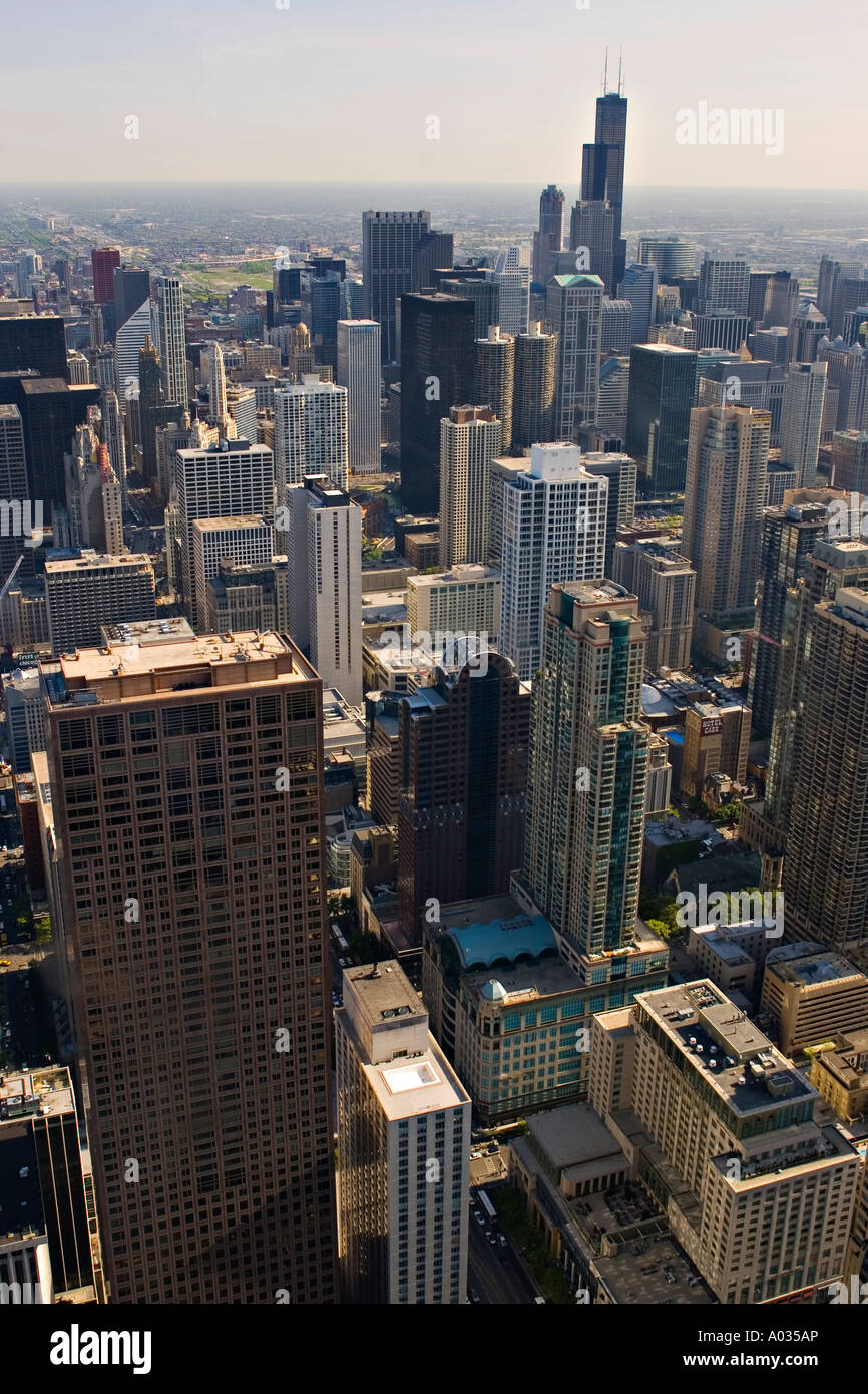 ILLINOIS Chicago View of city from Hancock Observatory Sears Tower and ...