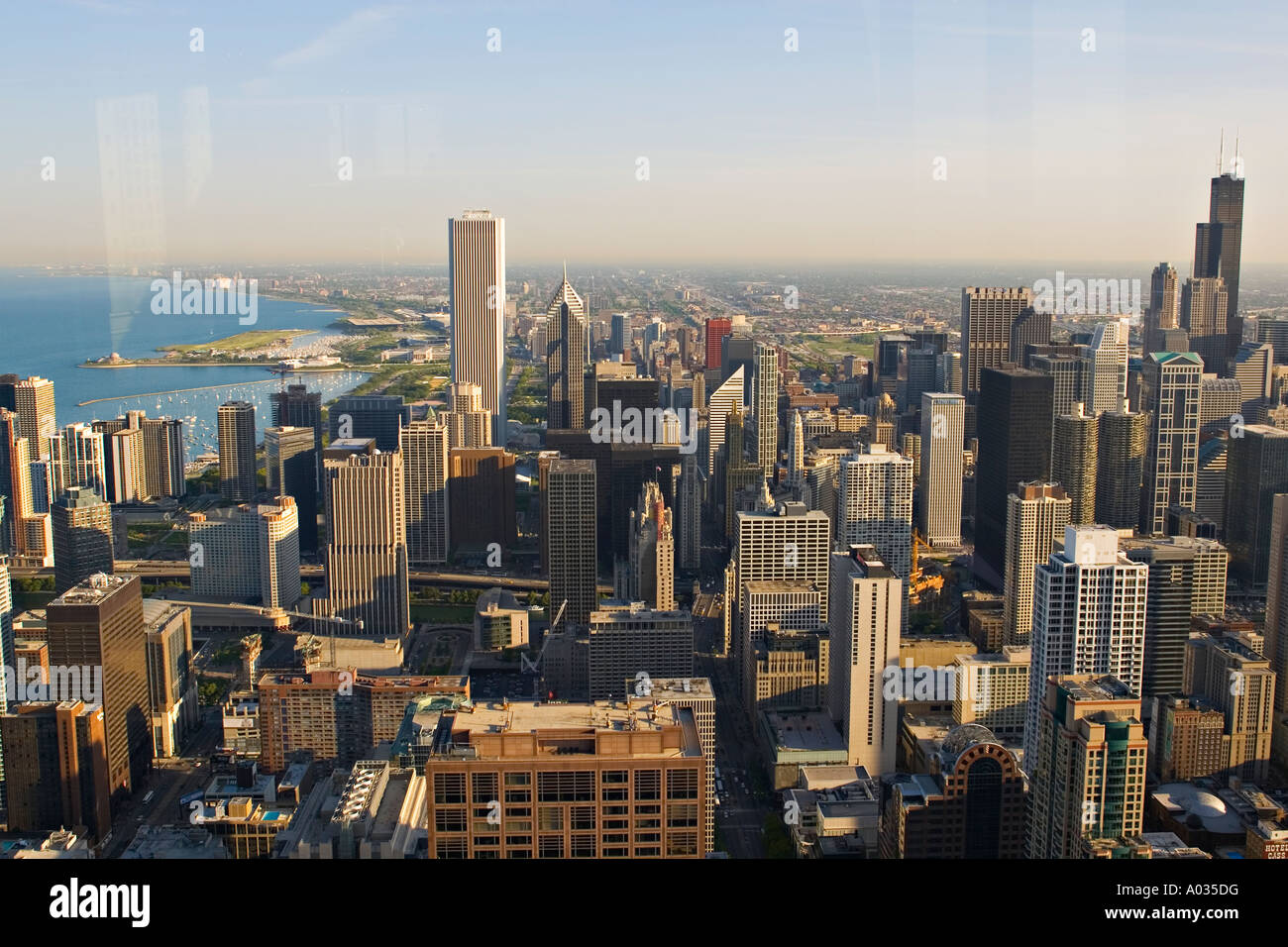 ILLINOIS Chicago View of city from Hancock Observatory Sears Tower Aon ...
