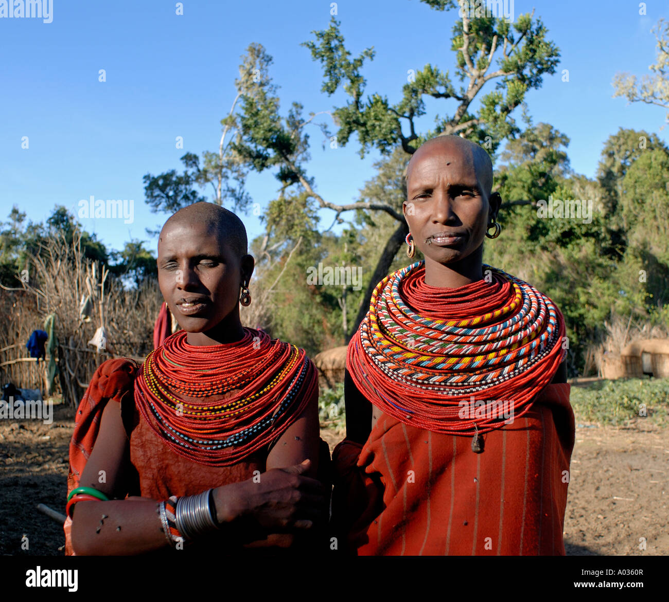 Two Samburu women in a village of the Nyiru Mountains Northern Kenya ...