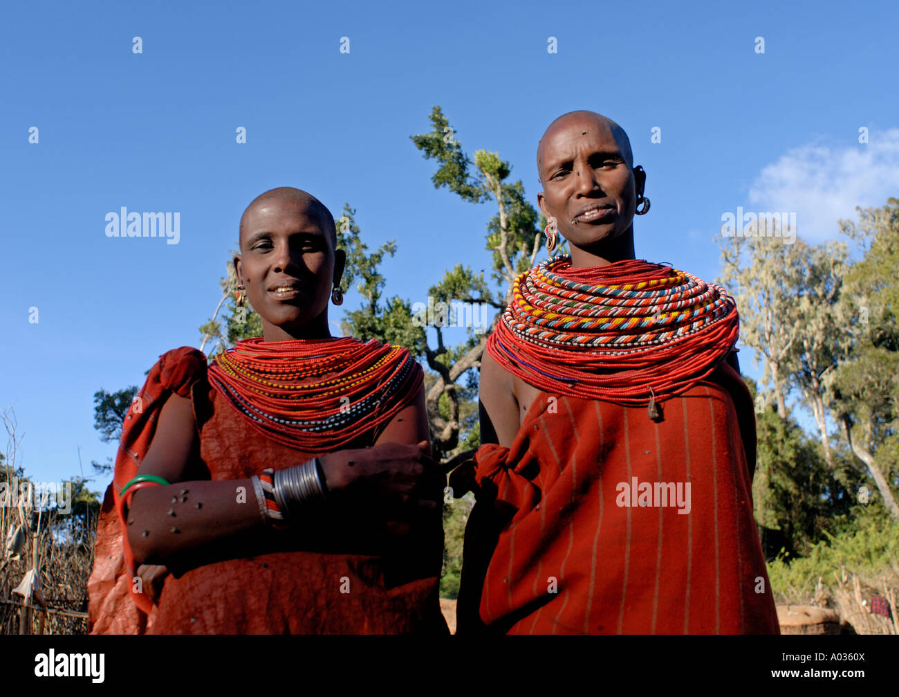 Two Samburu women in a village of the Nyiru Mountains Northern Kenya ...