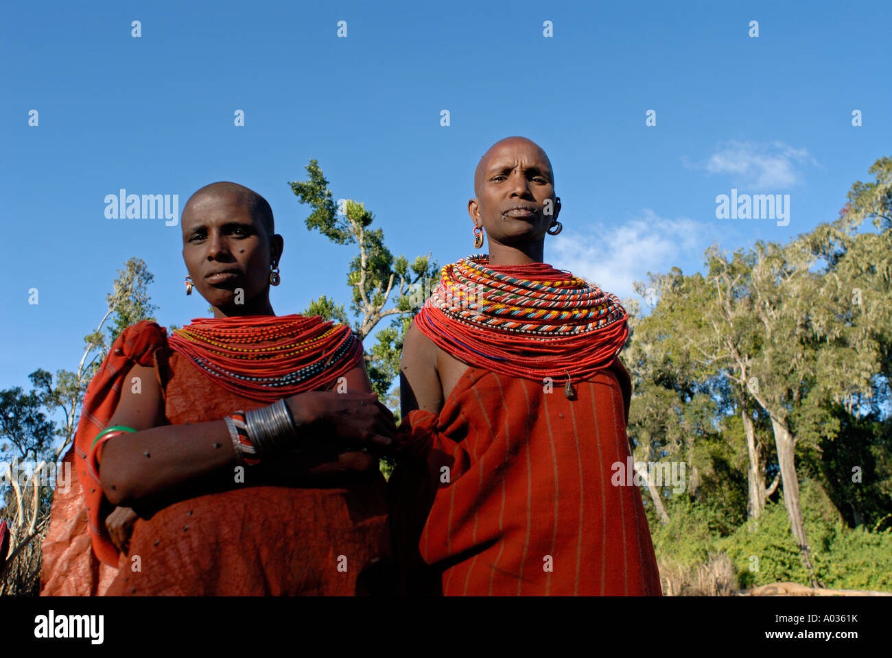 Two Samburu women in a village of the Nyiru Mountains Northern Kenya ...