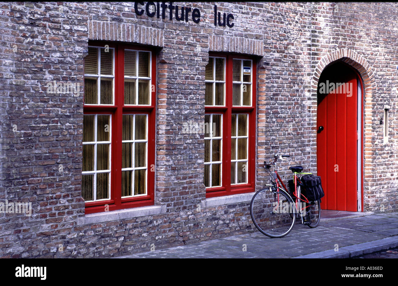 Red Shop in Belgium Stock Photo - Alamy