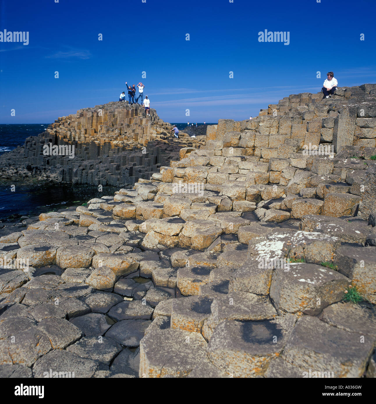 basalt columns of Giants´ Causeway in County Antrim in Northern Ireland ...