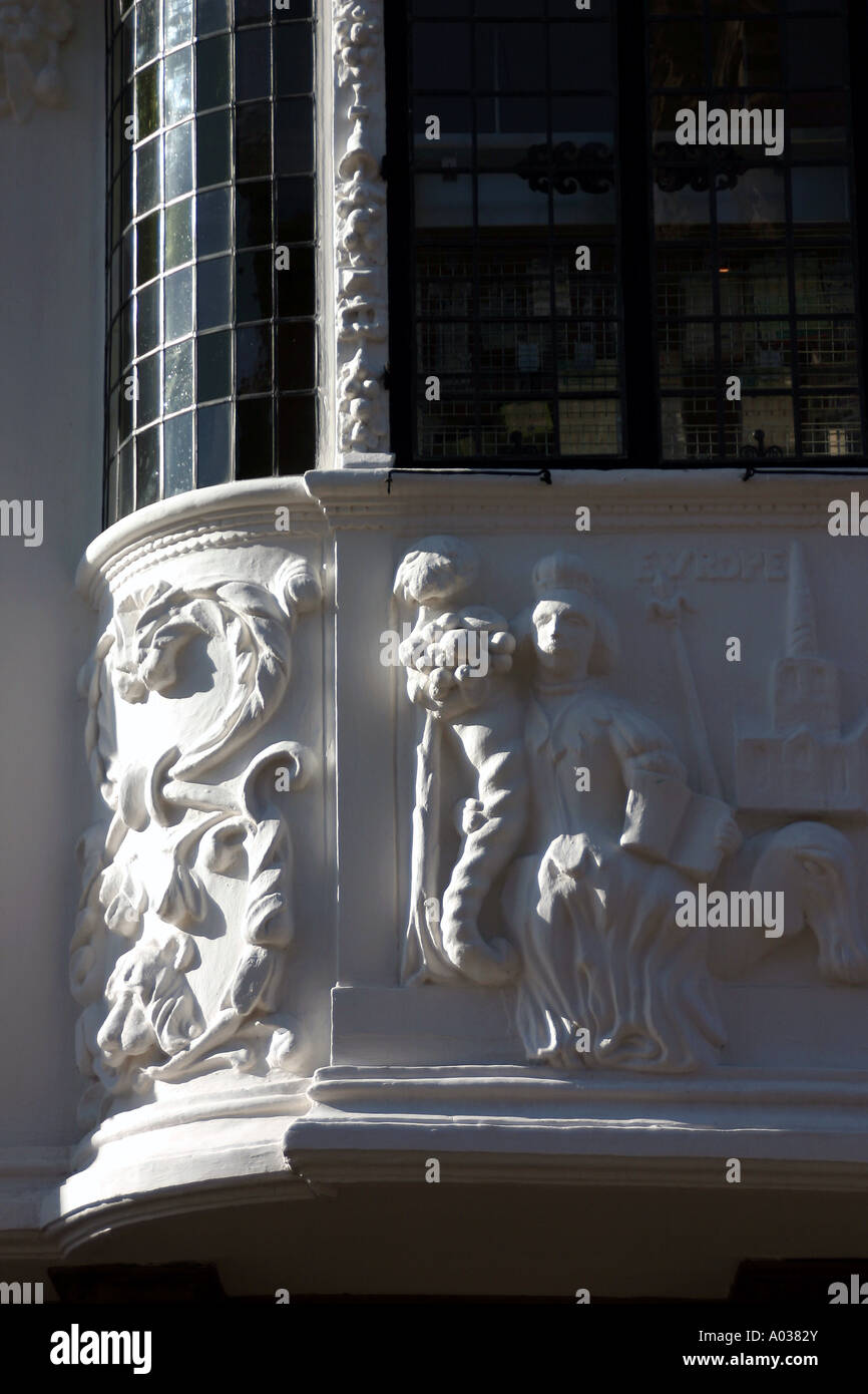 Ornate Pargetting on the facade of The Ancient House in the ...