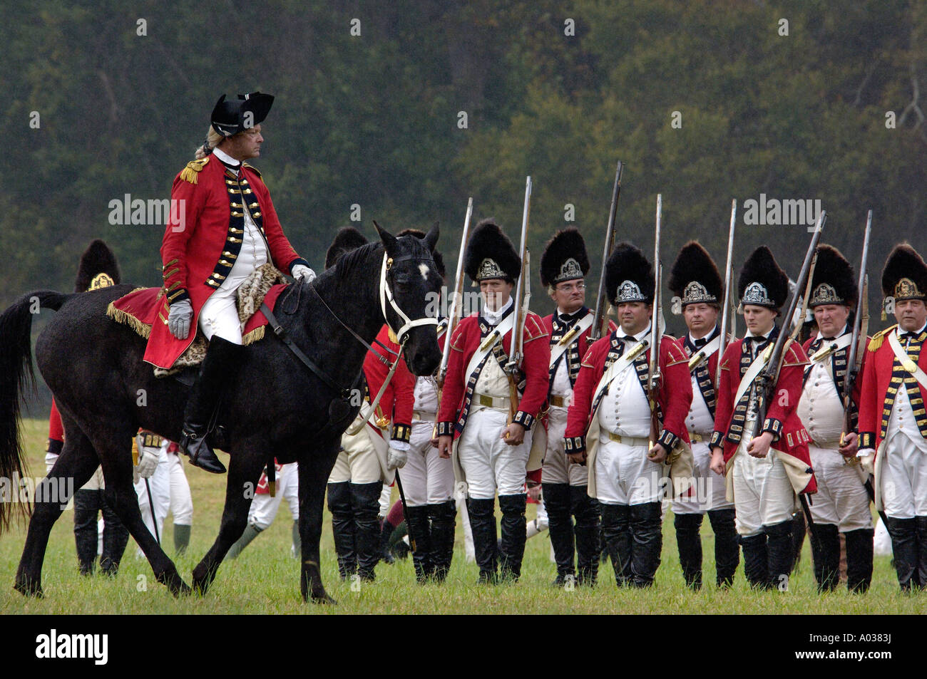 British army on the field in a reenactment of the surrender at Yorktown ...