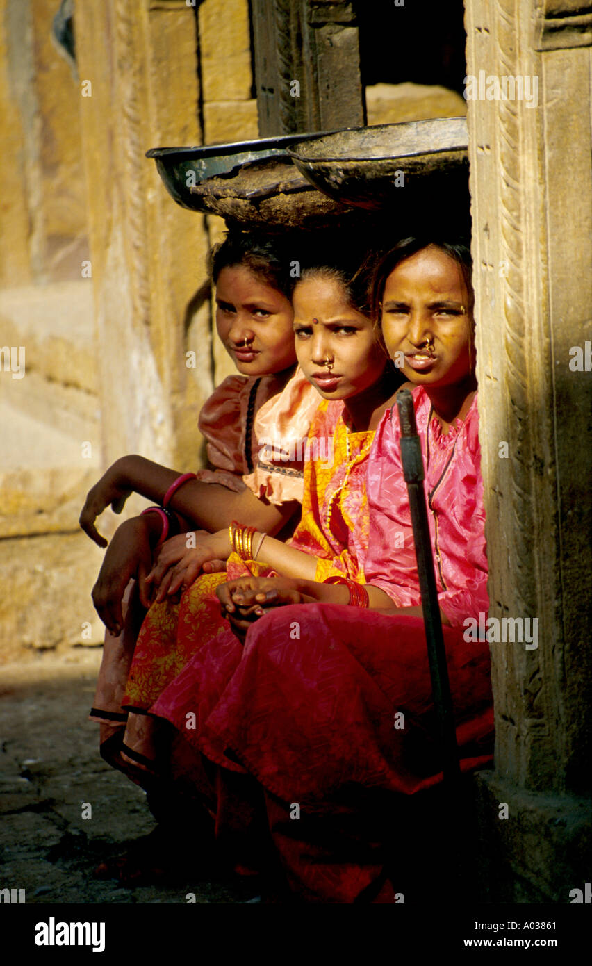 Three Little Indian Girls, Jaisalmer, Rajasthan, India Stock Photo - Alamy