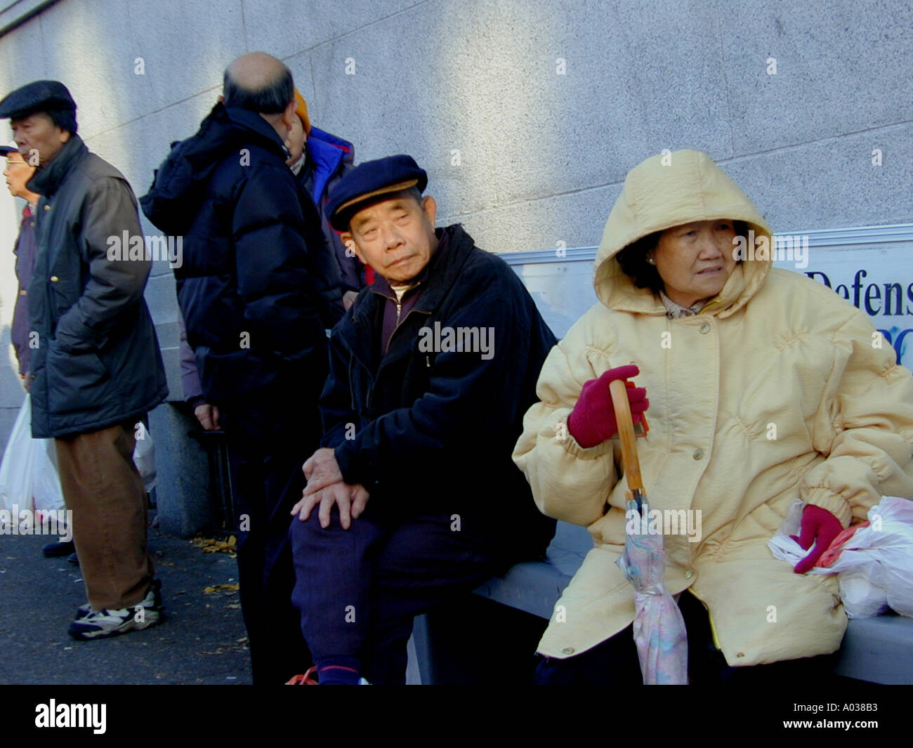 Chinese people waiting at a bus stop in Vancouver Canada Stock Photo ...