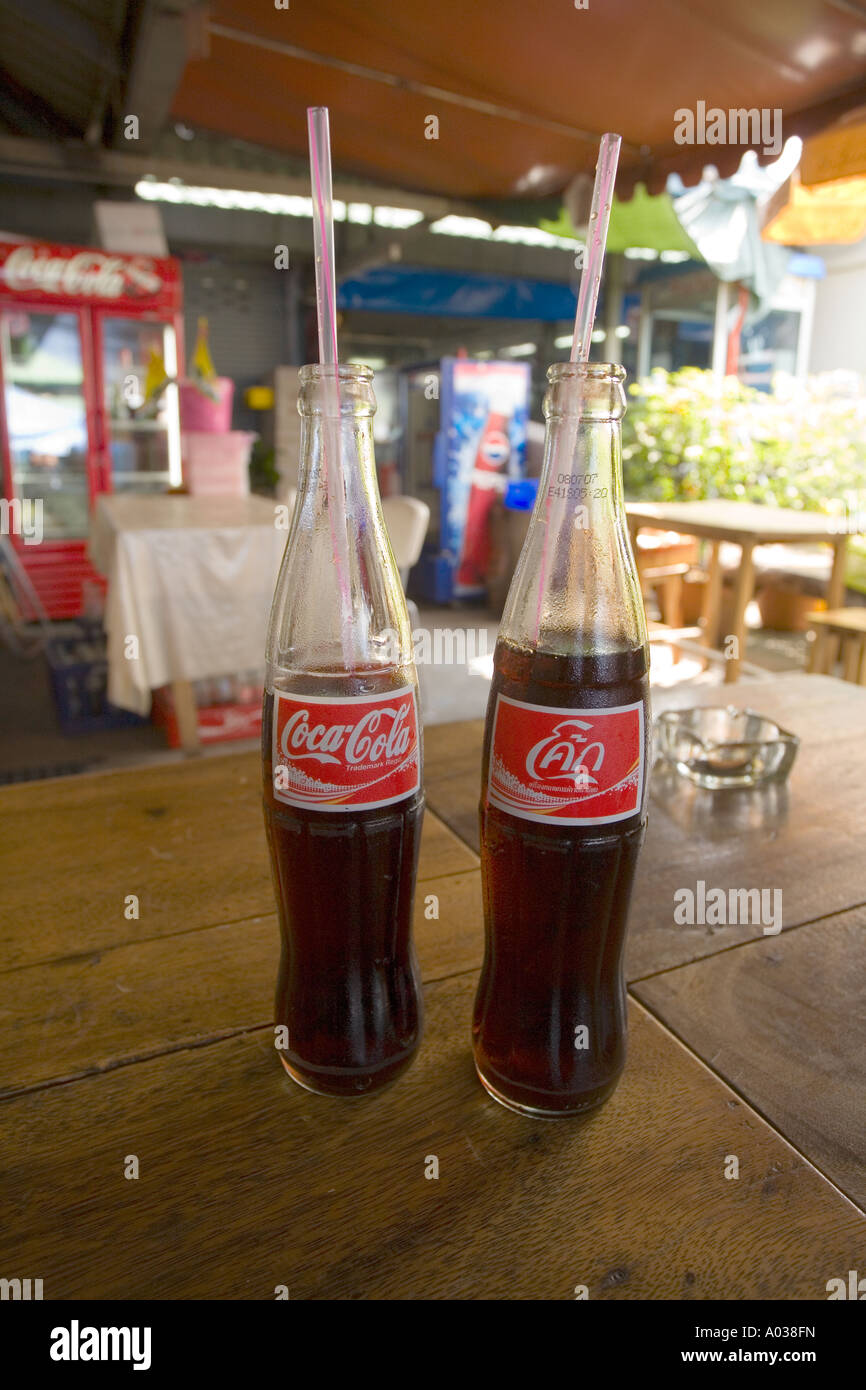 Two bottles of cocacola at Chatuchak weekend market, Bangkok Thailand ...