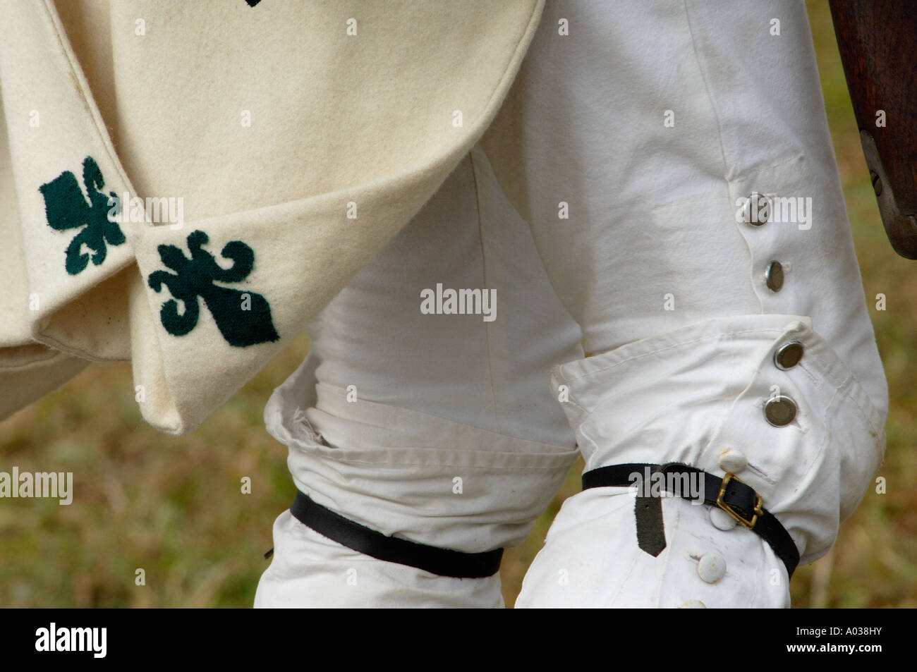 Detail of French soldier uniform at a reenactment of the surrender at ...