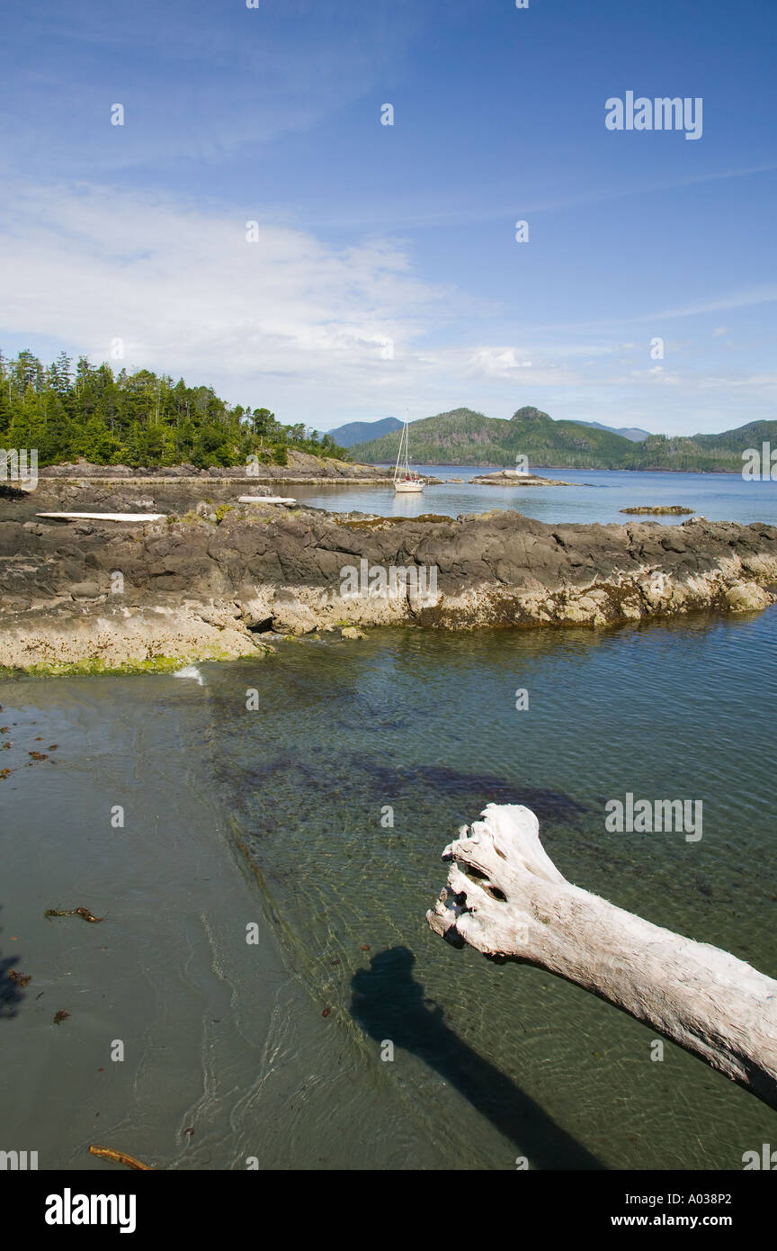 Sailboat at anchor Rugged Point West Coast Vancouver Island British ...