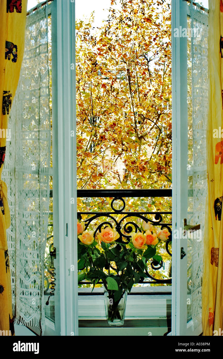Paris France, Renovated Inside Wooden Apartment Window, Looking Outside ...