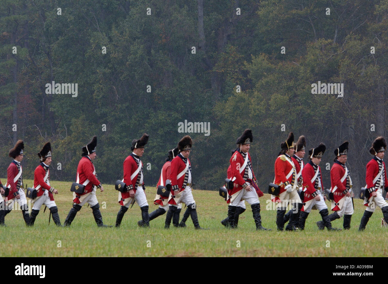 British army on the field in a reenactment of the surrender at Yorktown ...