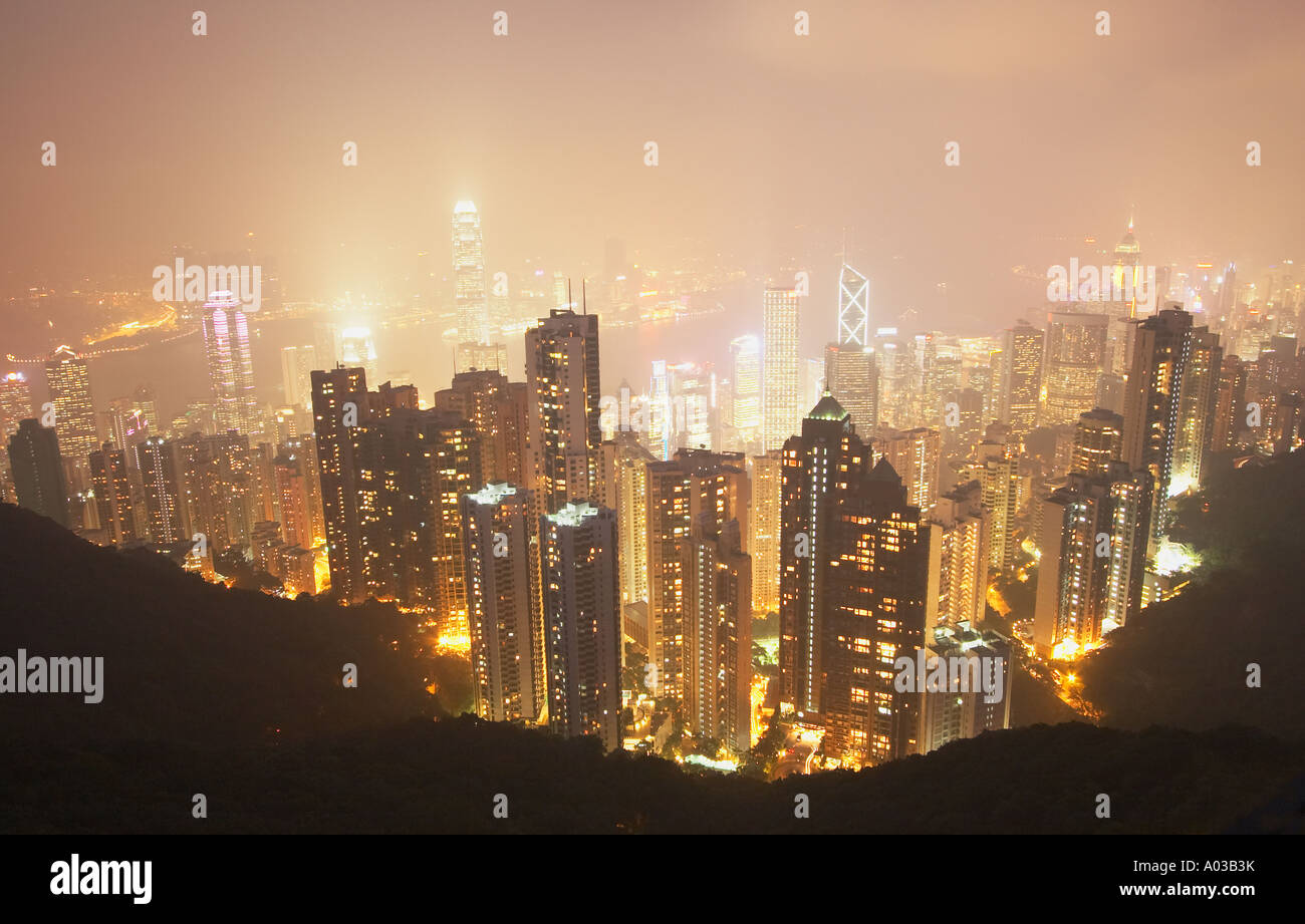 Night View Of Central And Kowloon, Hong Kong Stock Photo - Alamy
