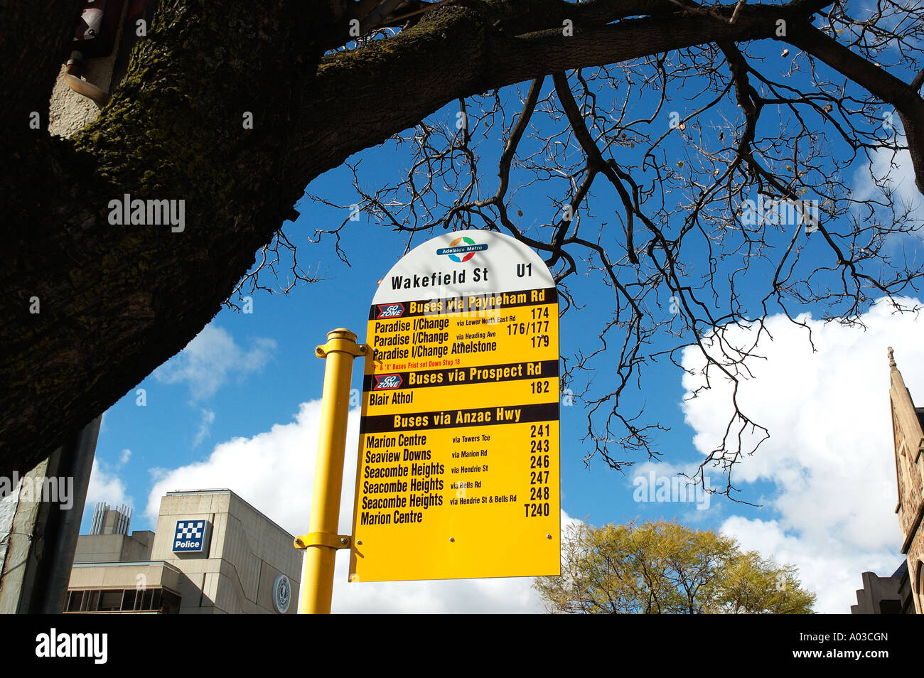 Bus stop street sign board Stock Photo - Alamy
