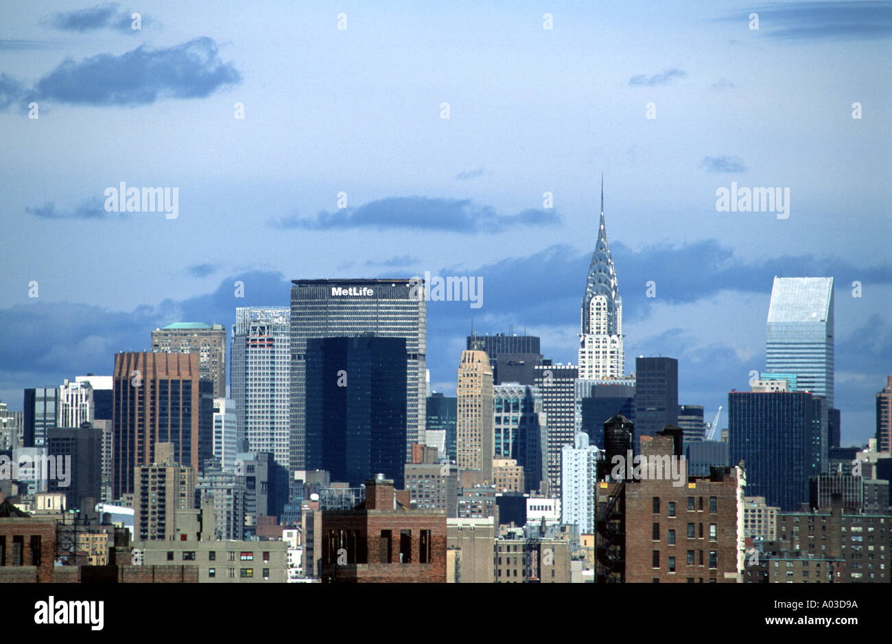 Manhattan skyline with Chrysler and Metlife Building, New York City USA ...