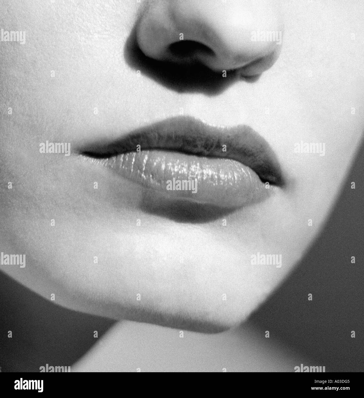 Beauty close up of young woman's lips, perfect natural complexion Stock ...