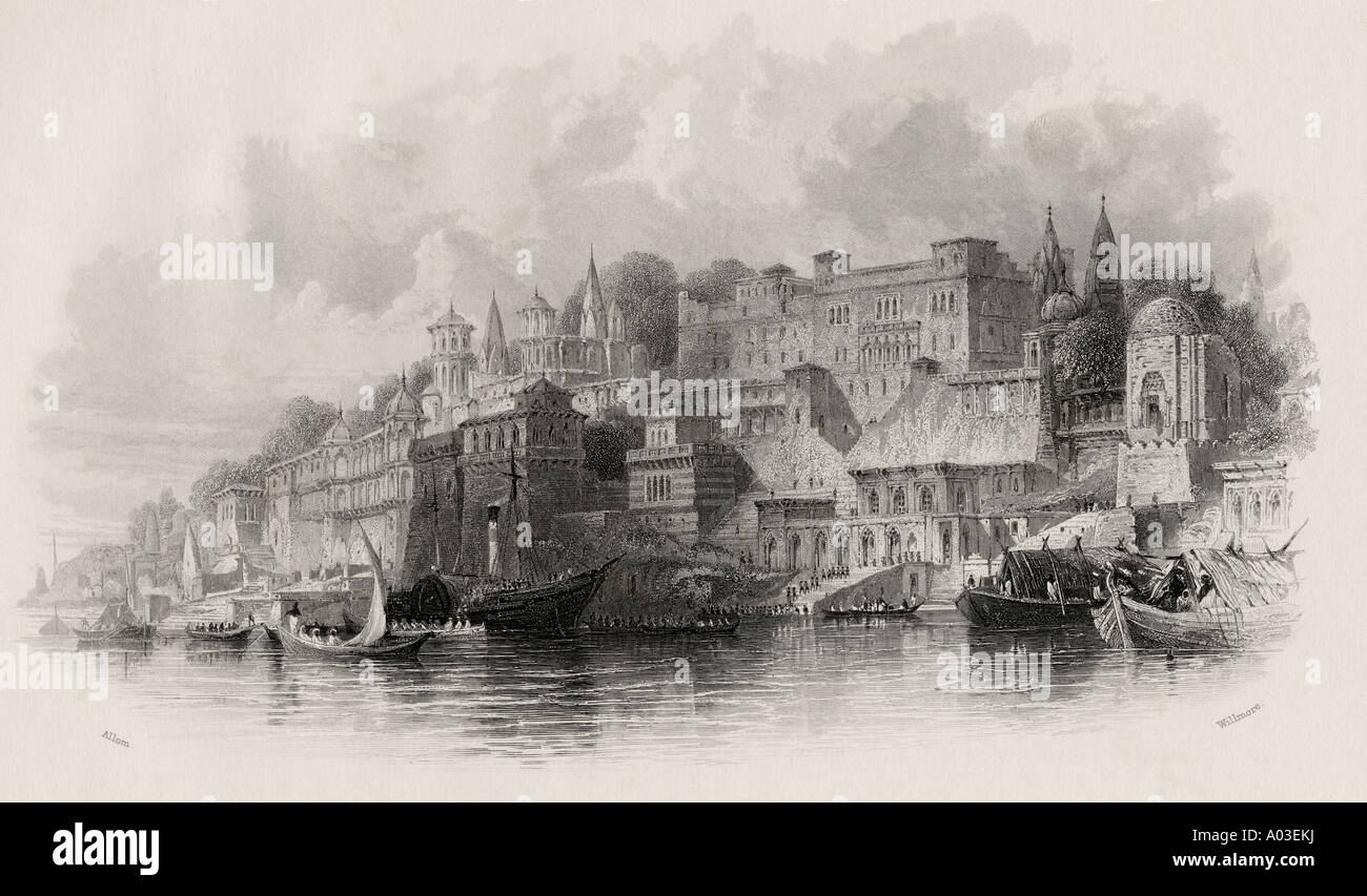 Benares, India in the 19th century Stock Photo - Alamy