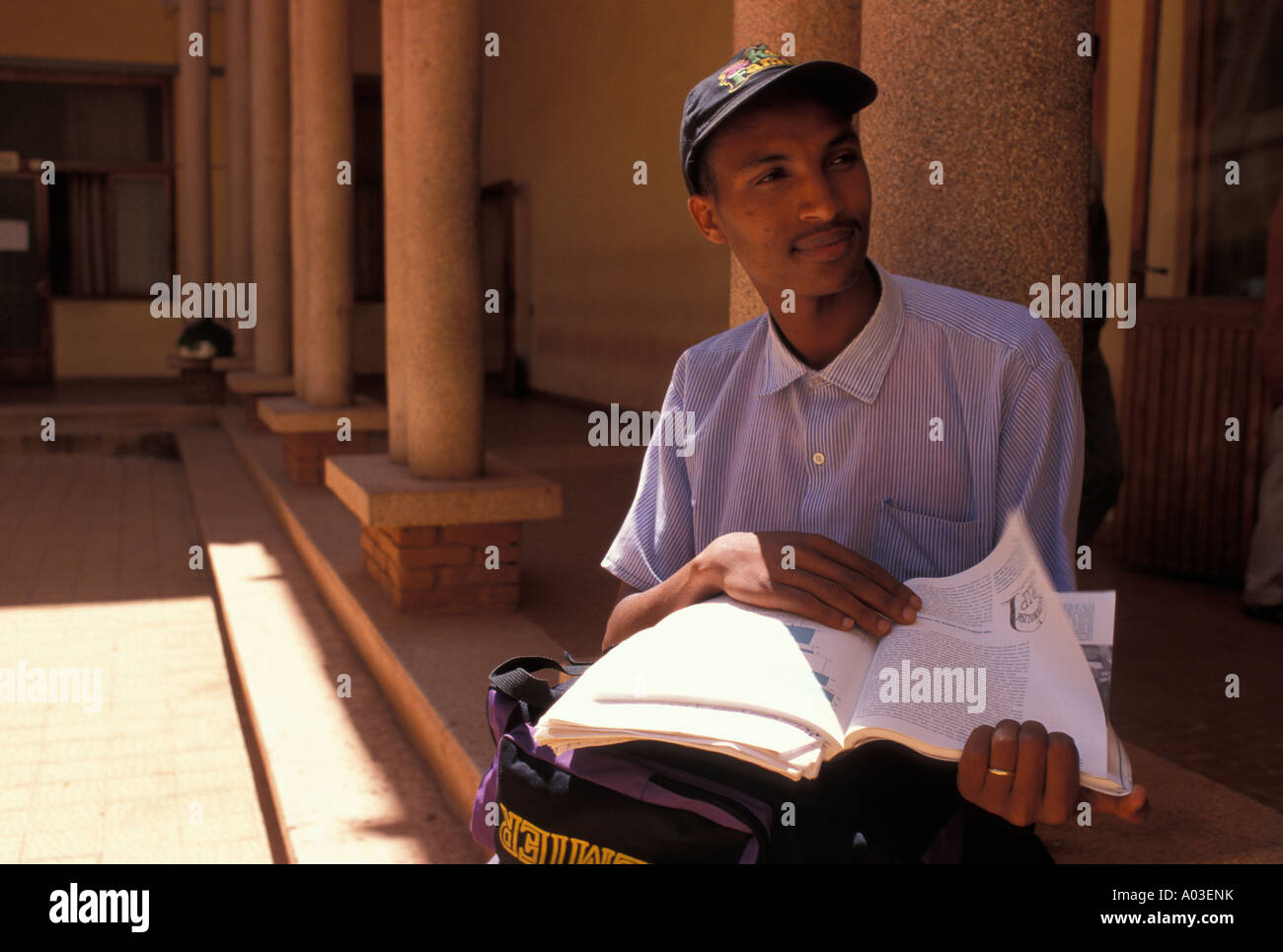 Stock image of a young black African student studing at the University ...