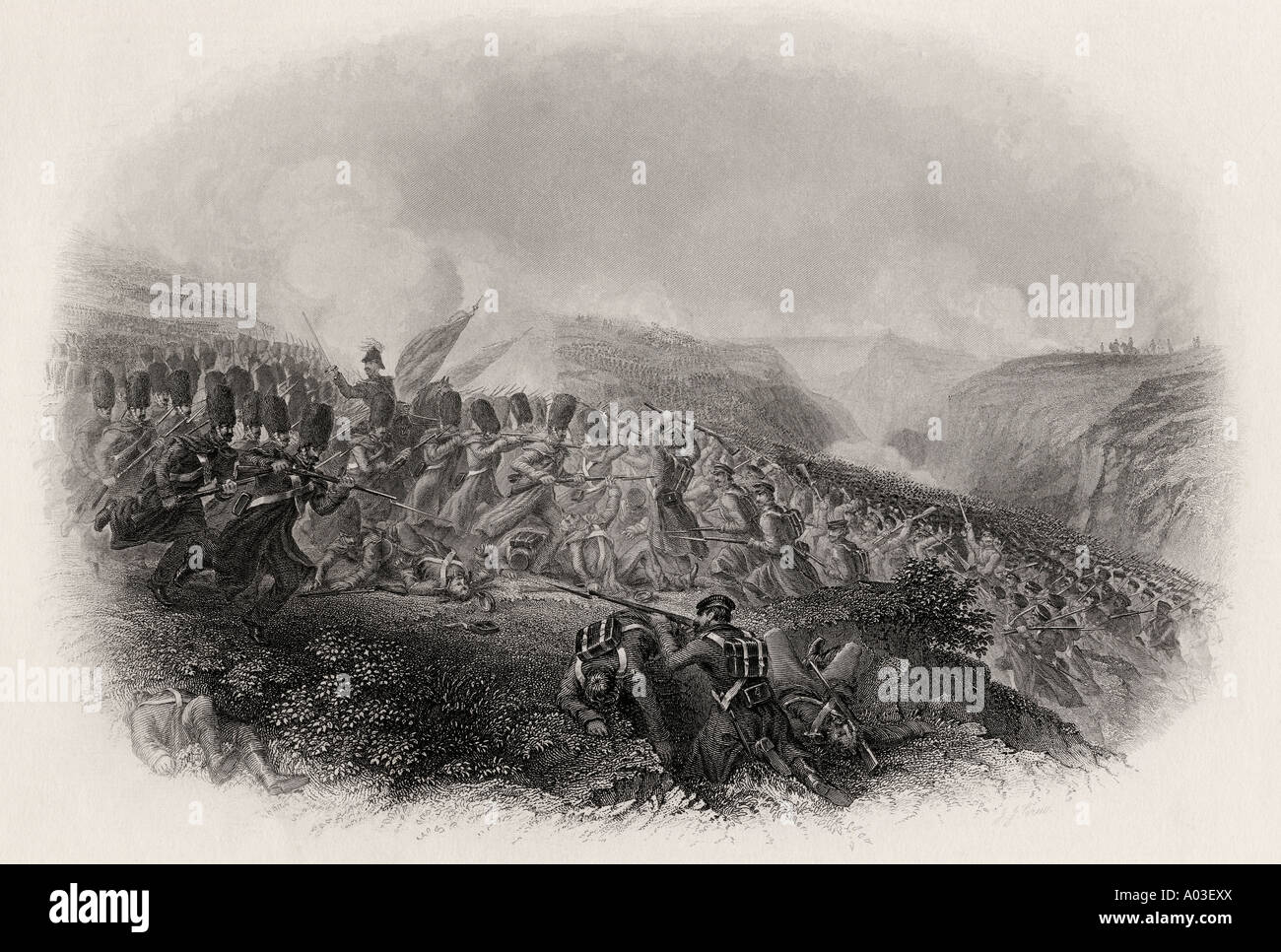 The Battle of Inkermann, 1854. Charge of the Guards. From a 19th ...