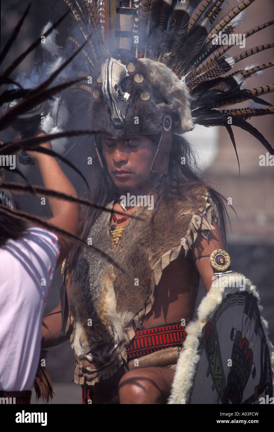 Stock image of Aztec Dancer in Zocalo of Mexico City with incense Stock ...