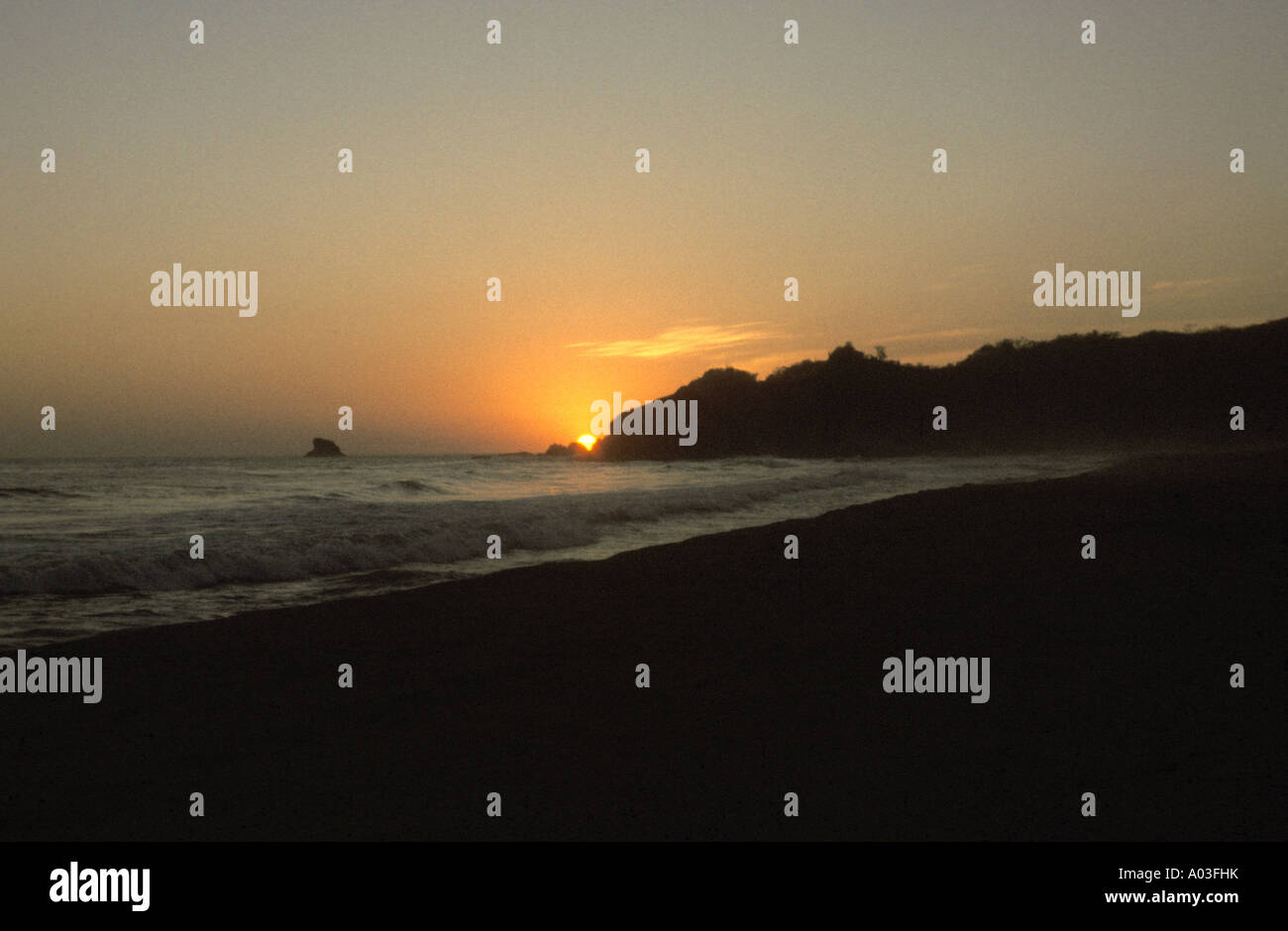 Stock image of sunset over the Pacific Ocean at Zipolite Oaxaca Mexico ...