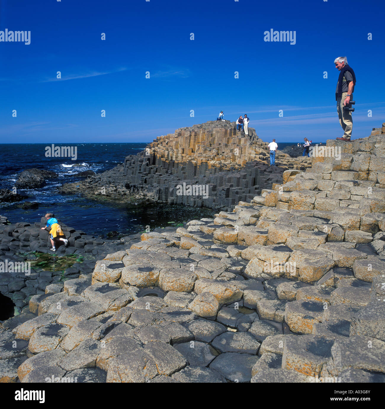 the famous basalt columns of Giants Causeway in County Antrim in ...