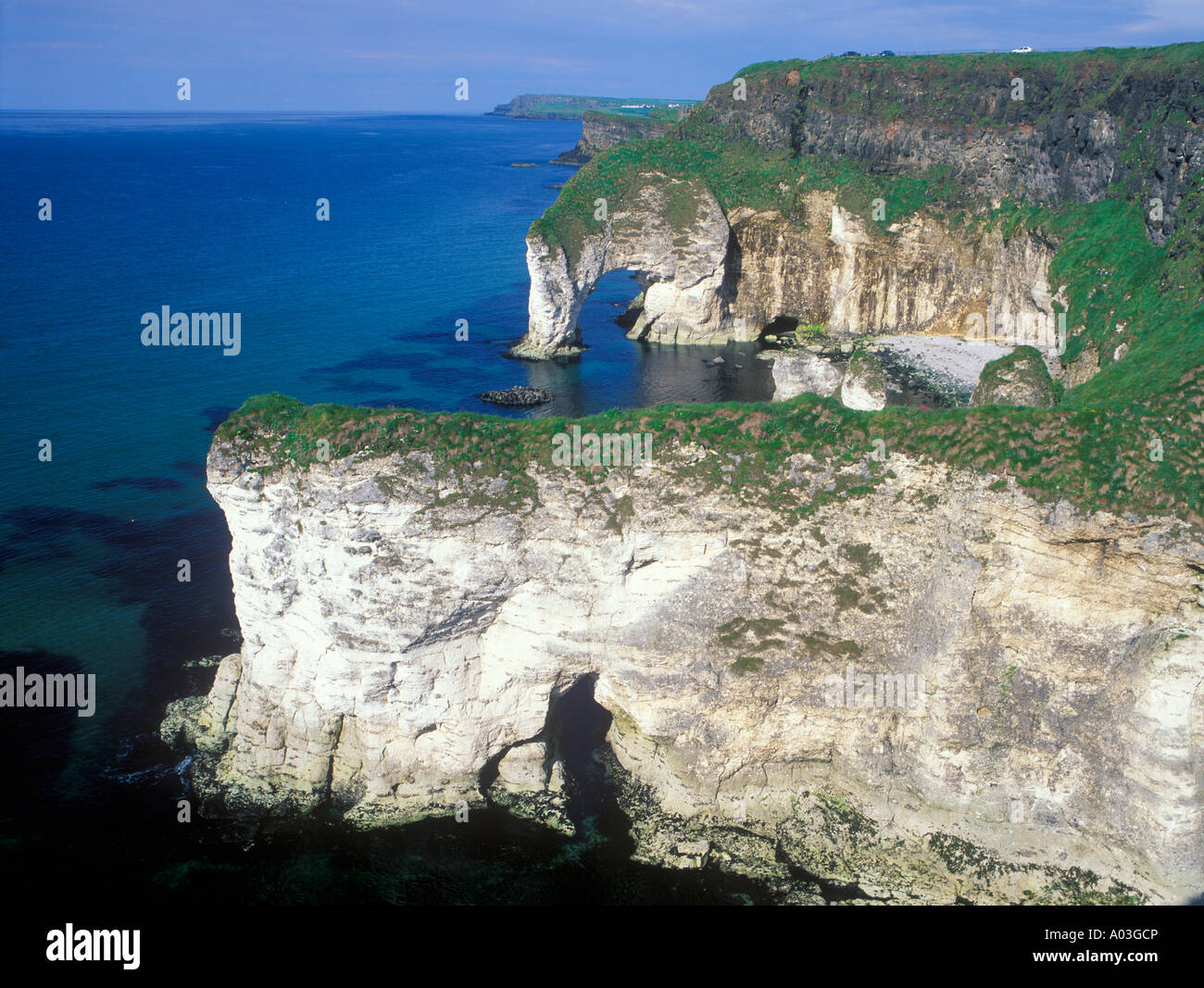 white cliffs at the Causeway Coast in County Antrim in Northern Ireland ...