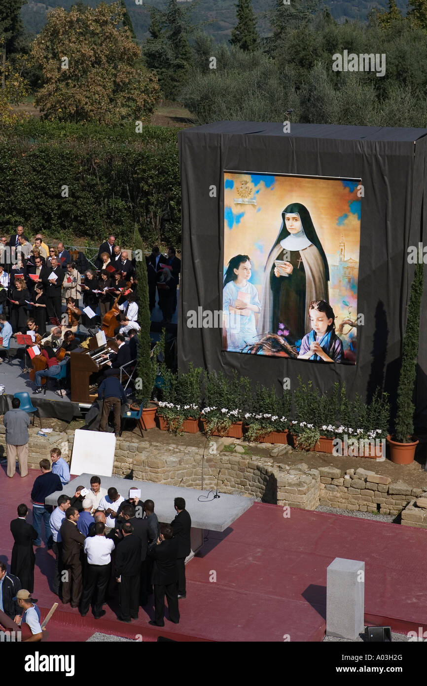 Religious gathering in the Amphitheatre in Fiesole Tuscany Italy ...