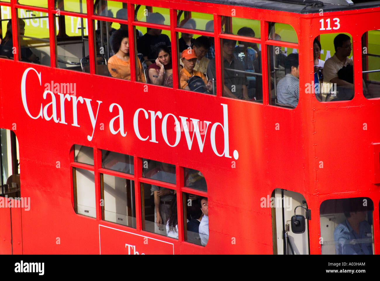 Tram advertising famous publication Hong Kong Stock Photo - Alamy
