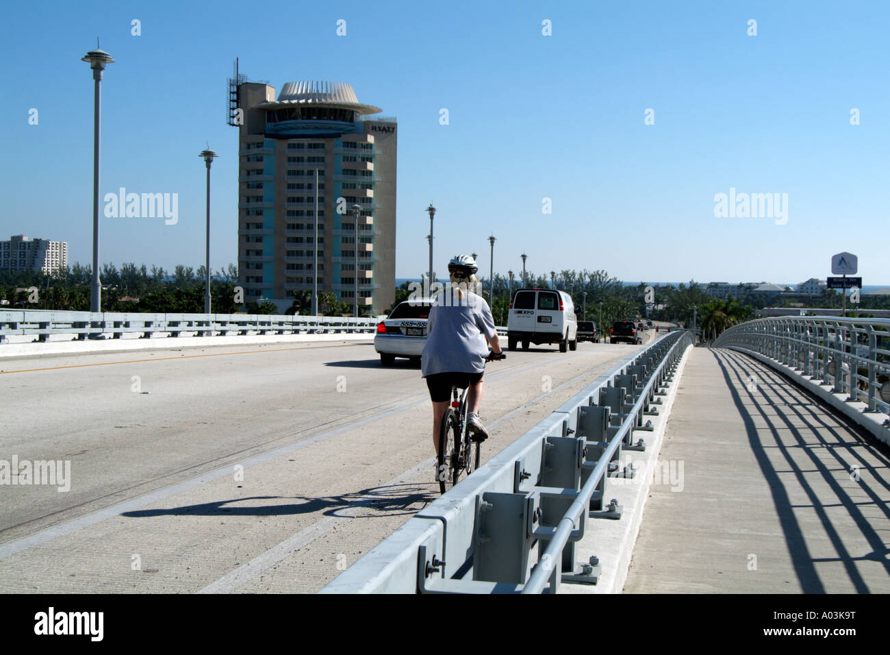 Memorial causeway modern bridge spans the Intracoastal Waterway Fort ...