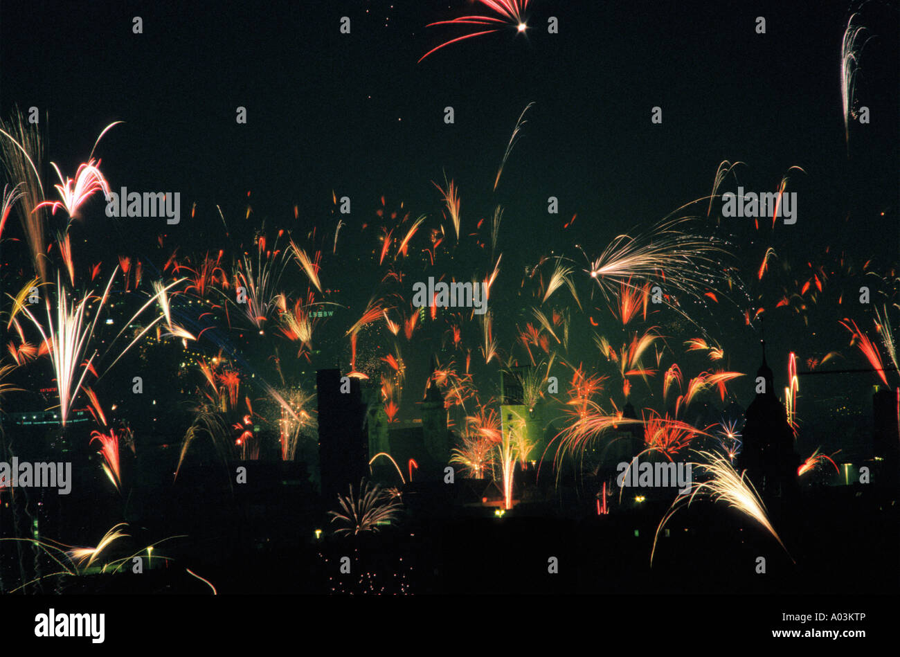 Fireworks on New Years Eve in Stuttgart Germany Stock Photo - Alamy