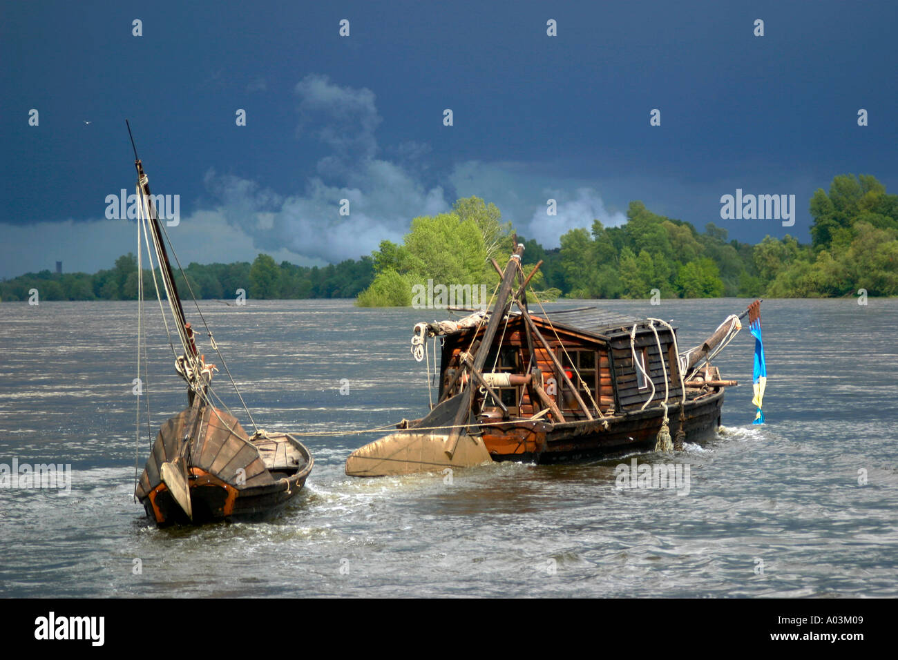 Two barges in a storm Stock Photo - Alamy