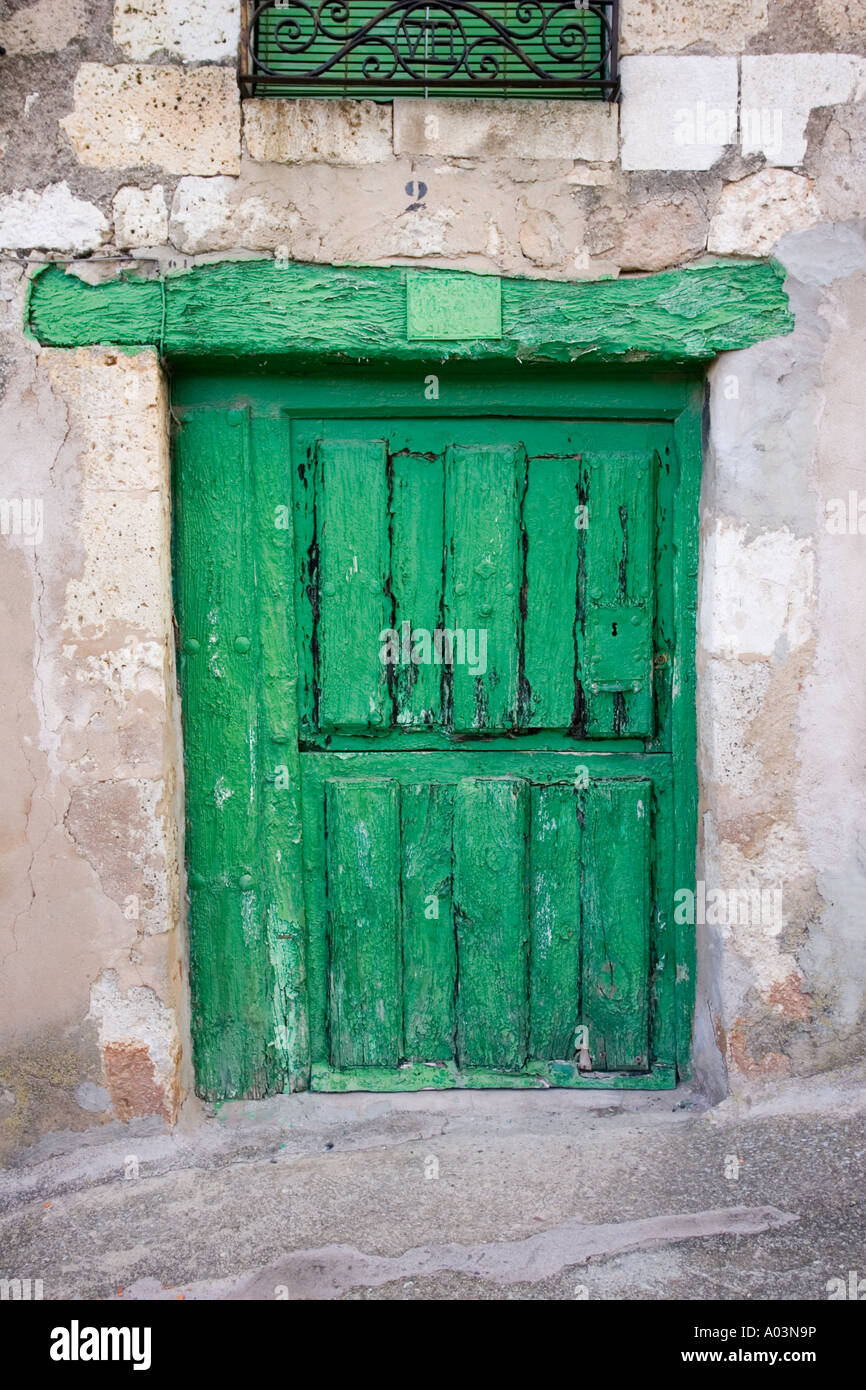 Old green door with wooden lintel Lerma Old Castille Spain Stock Photo ...