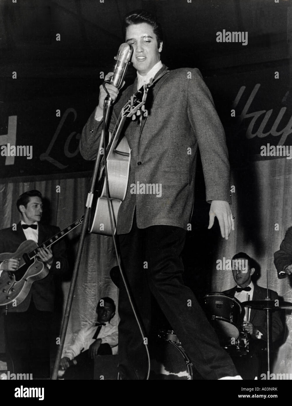 ELVIS PRESLEY on the Louisiana Hayride Radio Show in 1955 Stock Photo ...