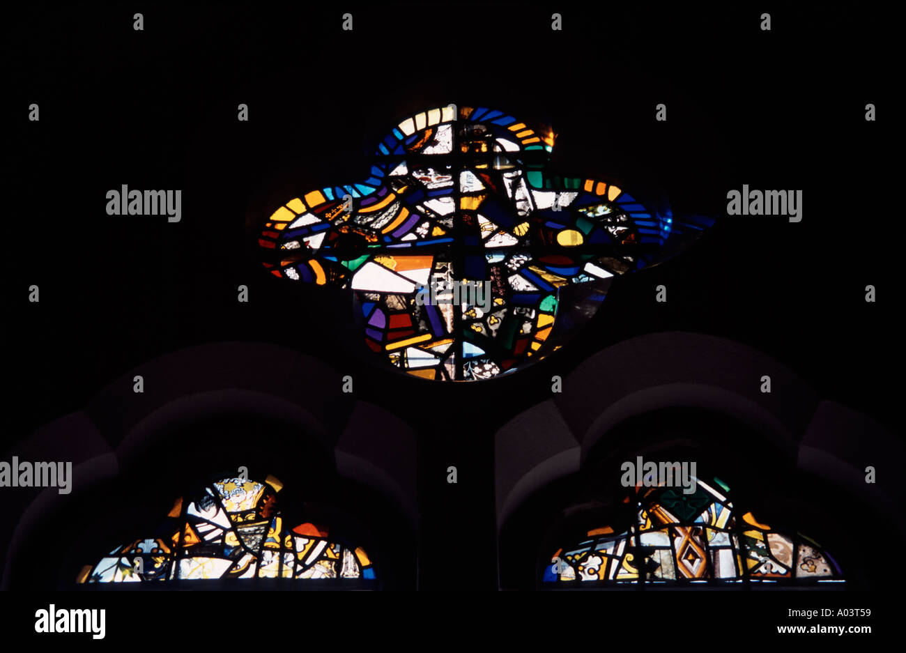 Stained glass window Bishops Palace Wells Somerset England UK Stock ...