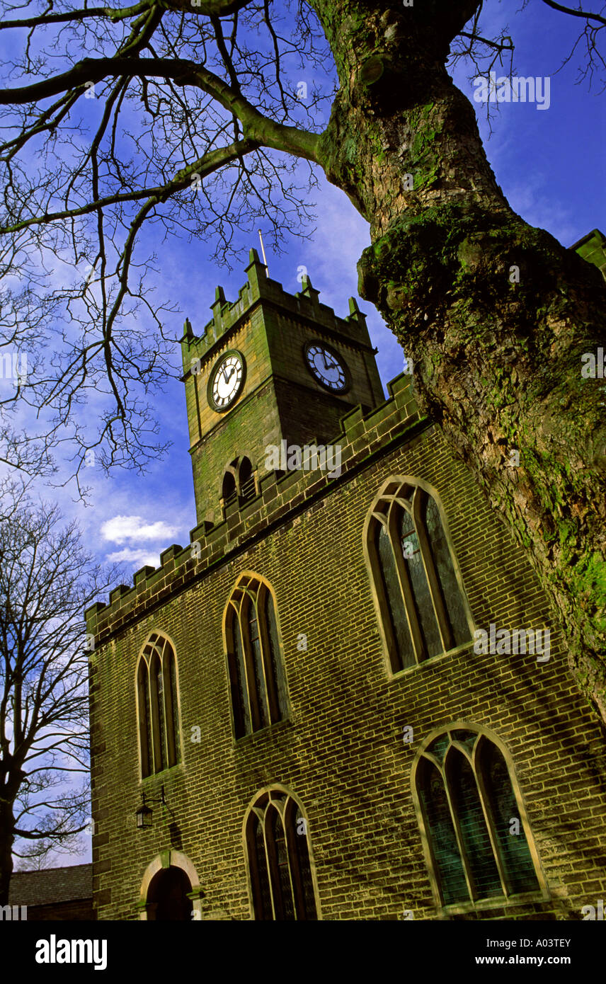 Hayfield village church in the Derbyshire Peak District England UK ...