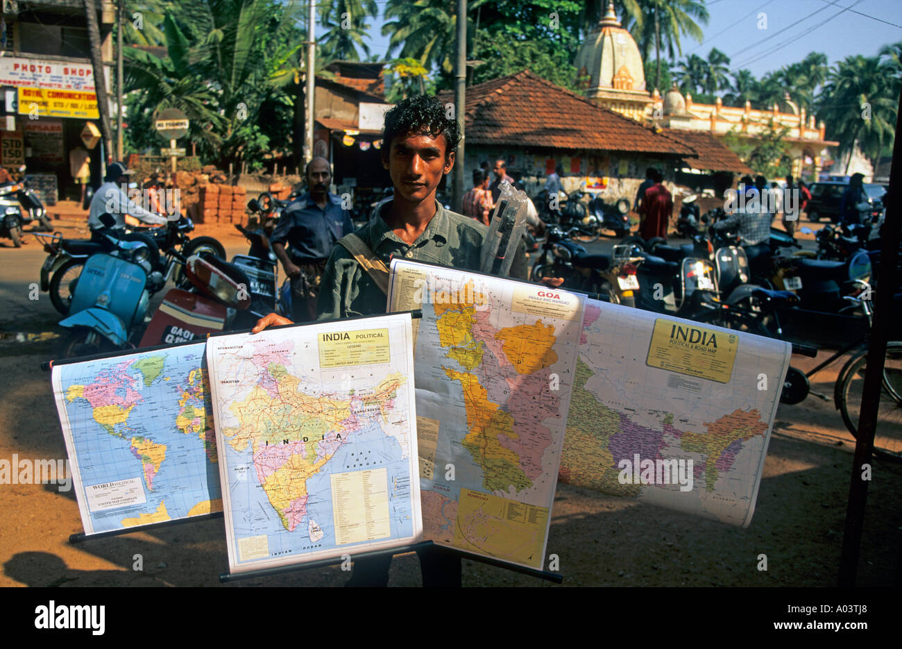 india north goa calangute a map seller Stock Photo - Alamy