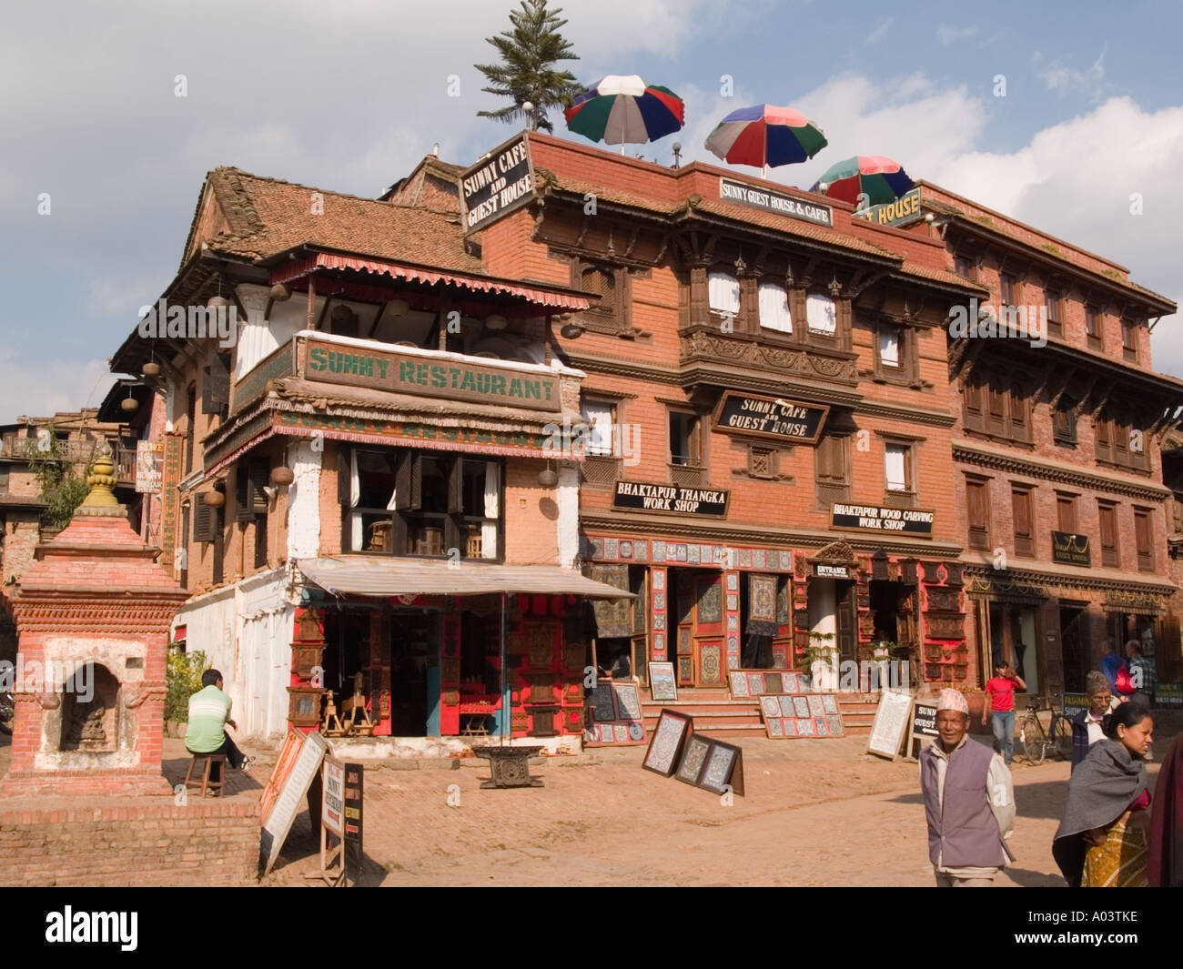 Street scene in Taumadhi Tol Square Bhaktapur Kathmandu Valley ...