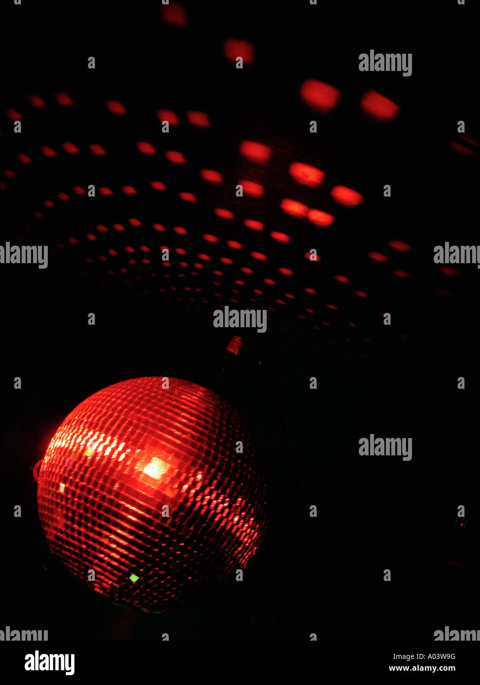 Mirror Ball Disco Ball in Nightclub Discotheque Red Lights Copy Space ...