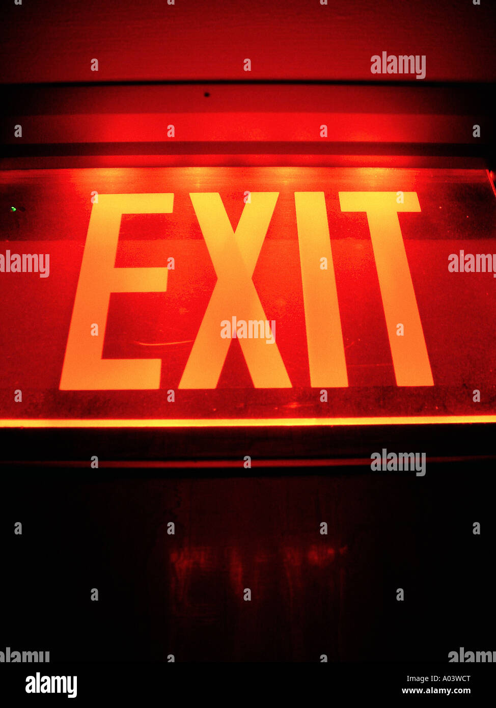 Back Lit Exit Sign Viewed From Below Copy Space Stock Photo - Alamy