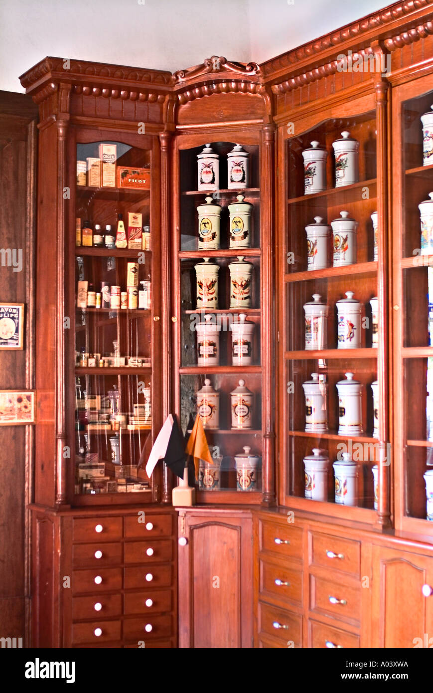 Old fashioned pharmacy in museum in San Miguel de Allende Mexico Stock ...
