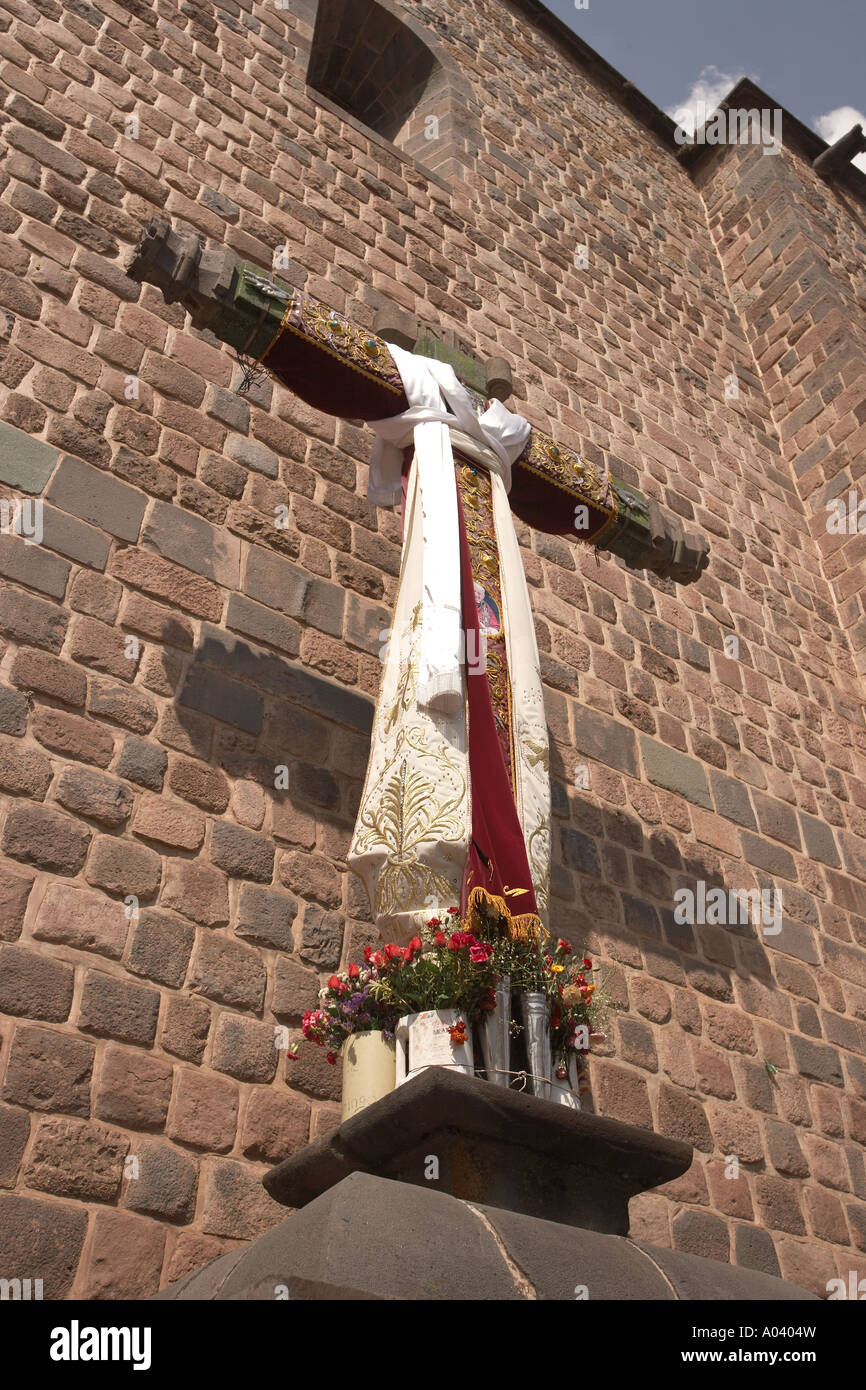 Cross on side of building Cusco Peru Stock Photo - Alamy