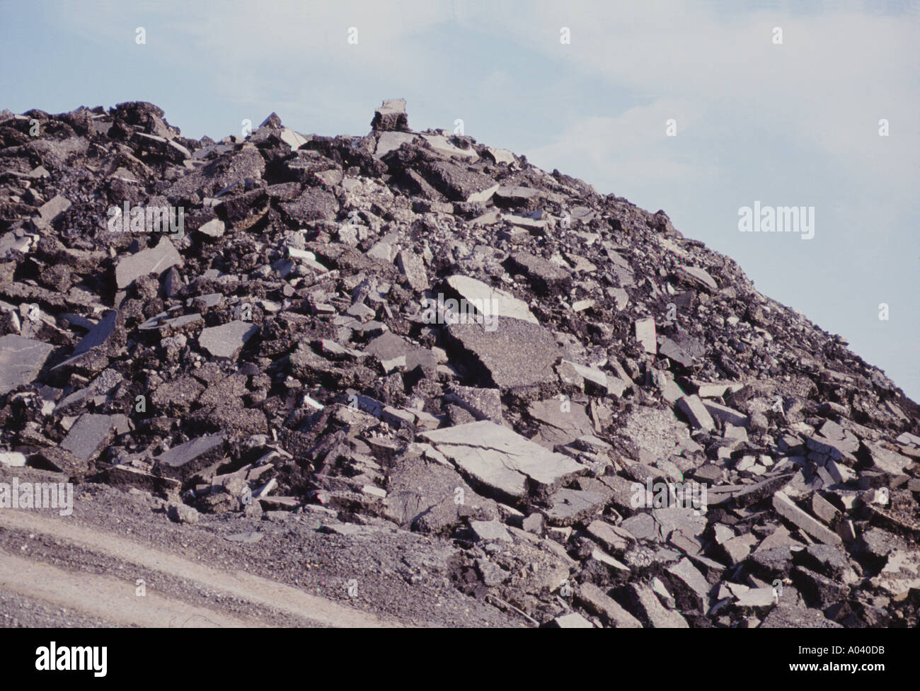 recycling asphalt waste tar reuse road surface road construction Stock ...