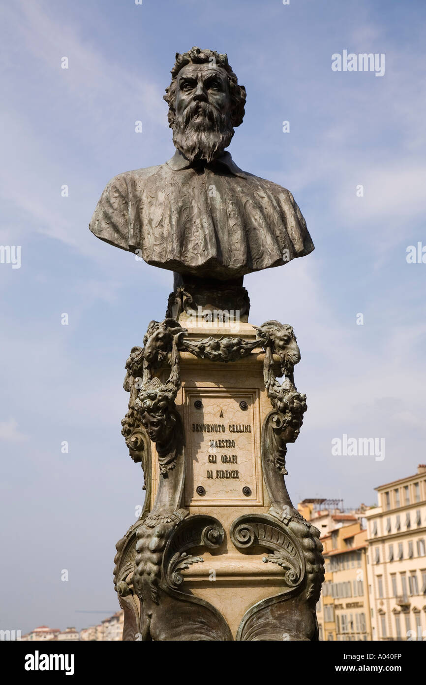 Bust of Benvenuto Cellini 1500 1571 on the Ponte Vecchio Firenze Italy ...